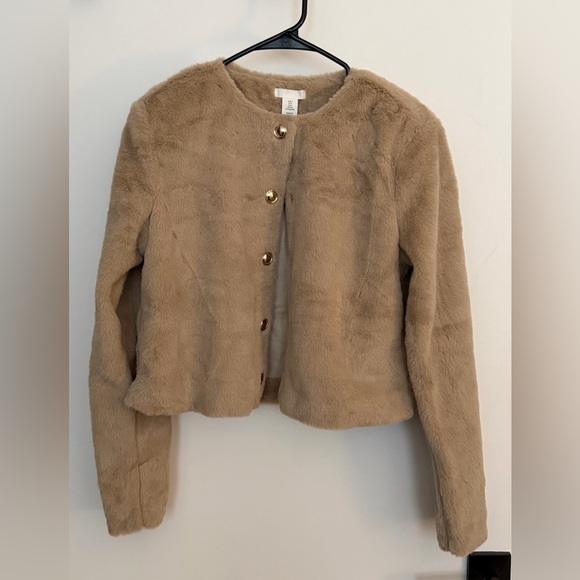 H&M | Jackets & Coats | Hm Cream Teddy Jacket With Gold Buttons | Poshmark